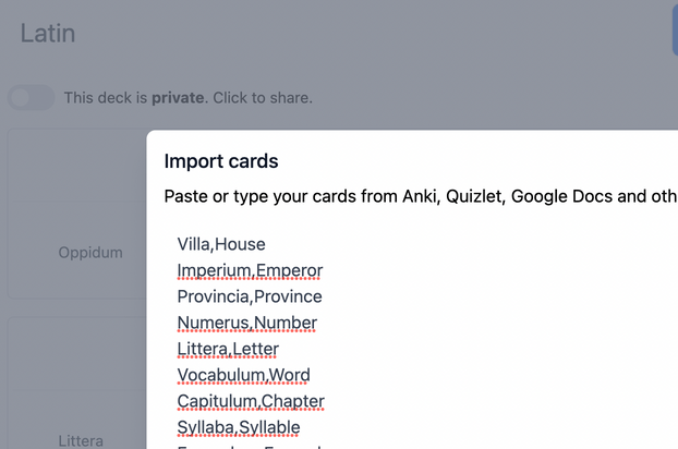Import existing flashcards | Studius
